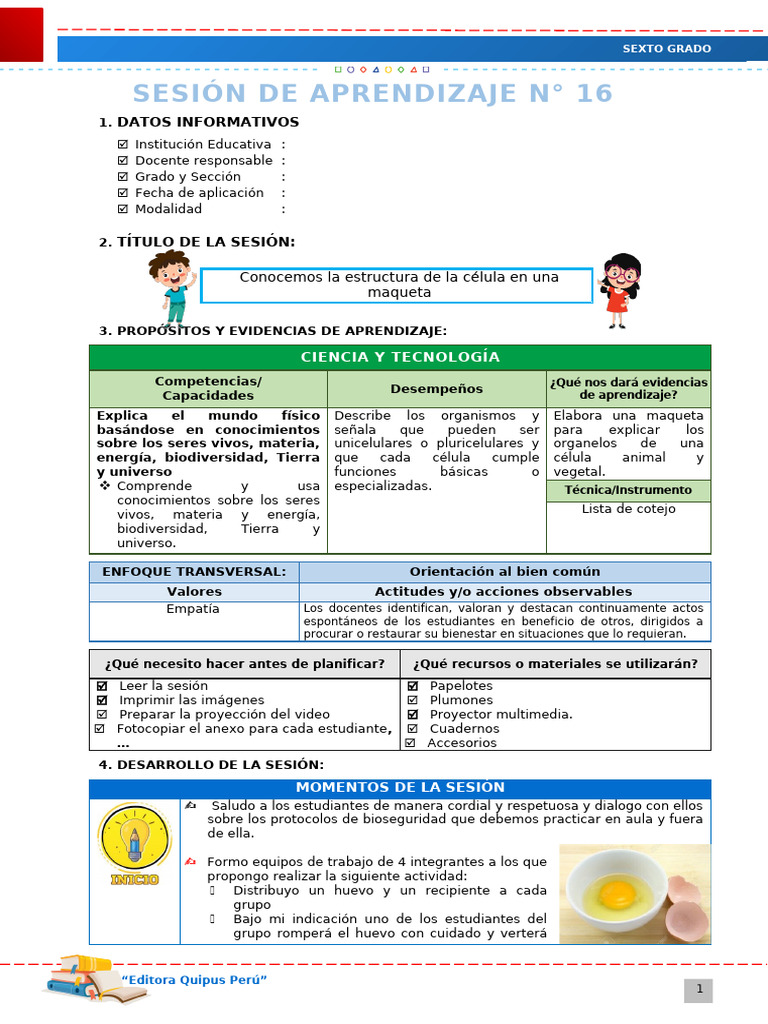 4.- Parte 2 - Sesiones de aprendizaje - Experiencia de aprendizaje II - Editora Quipus Perú ...