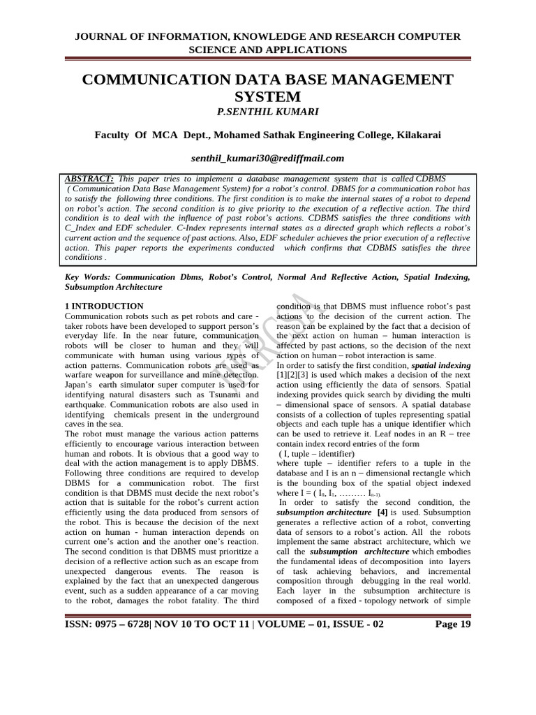 CDBMS for Robot Control Systems | PDF | Databases | Computing
