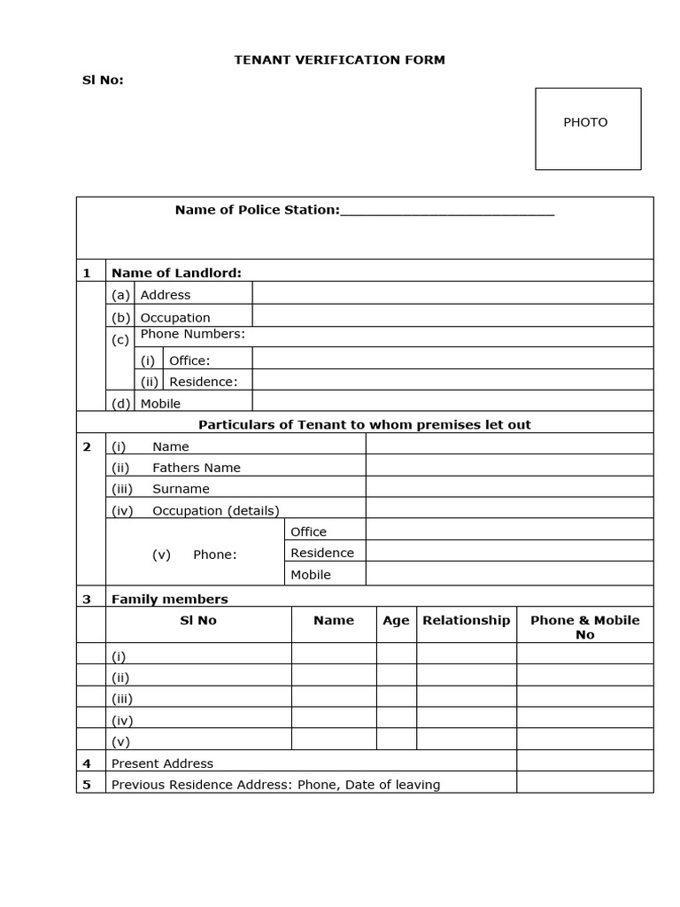 West Bengal Jalpaiguri Police Tenant Verification Form | PDF