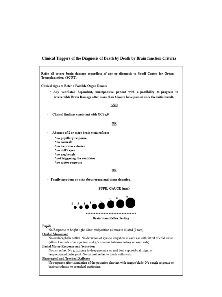 Clinical Triggers of The Diagnosis of Death by Death by Brain Function Criteria | PDF