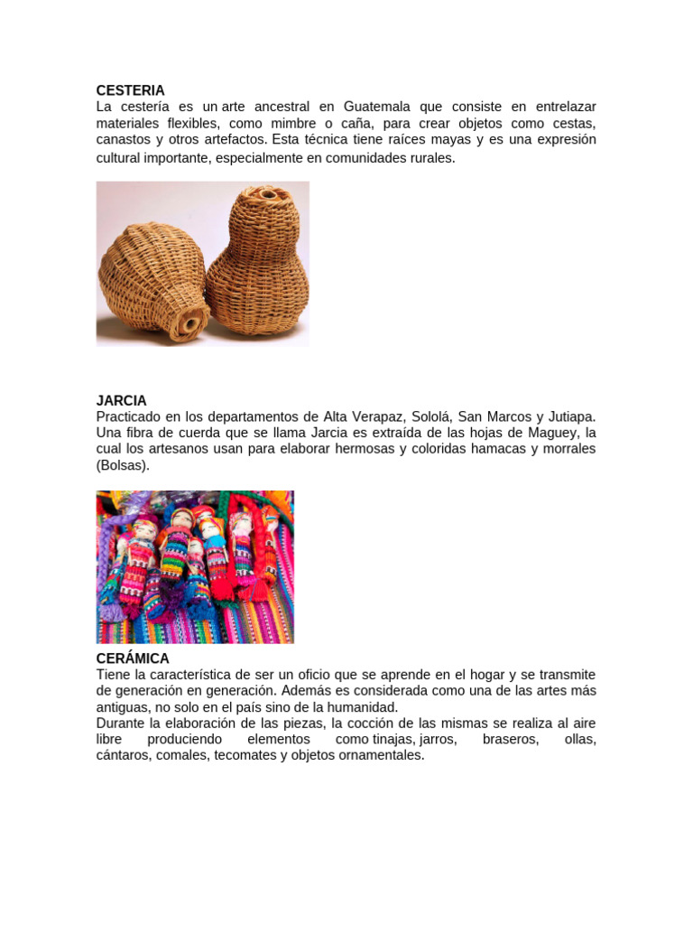 Cestería y Jarcia: Artesanías de Guatemala | PDF