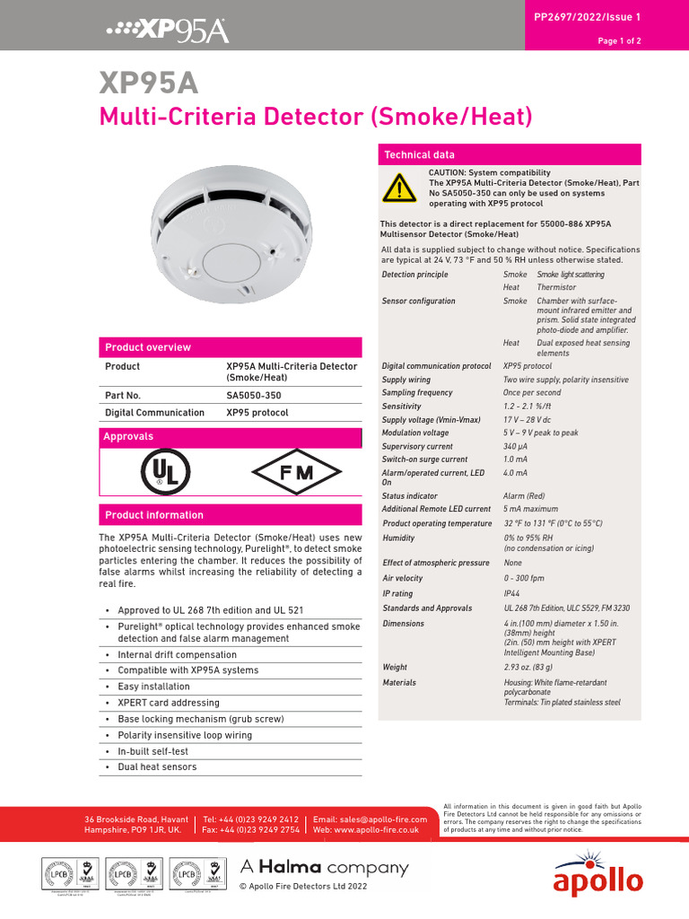 PP2697 - XP95A Smoke - Heat Multisensor Detector - Issue 1 | PDF ...