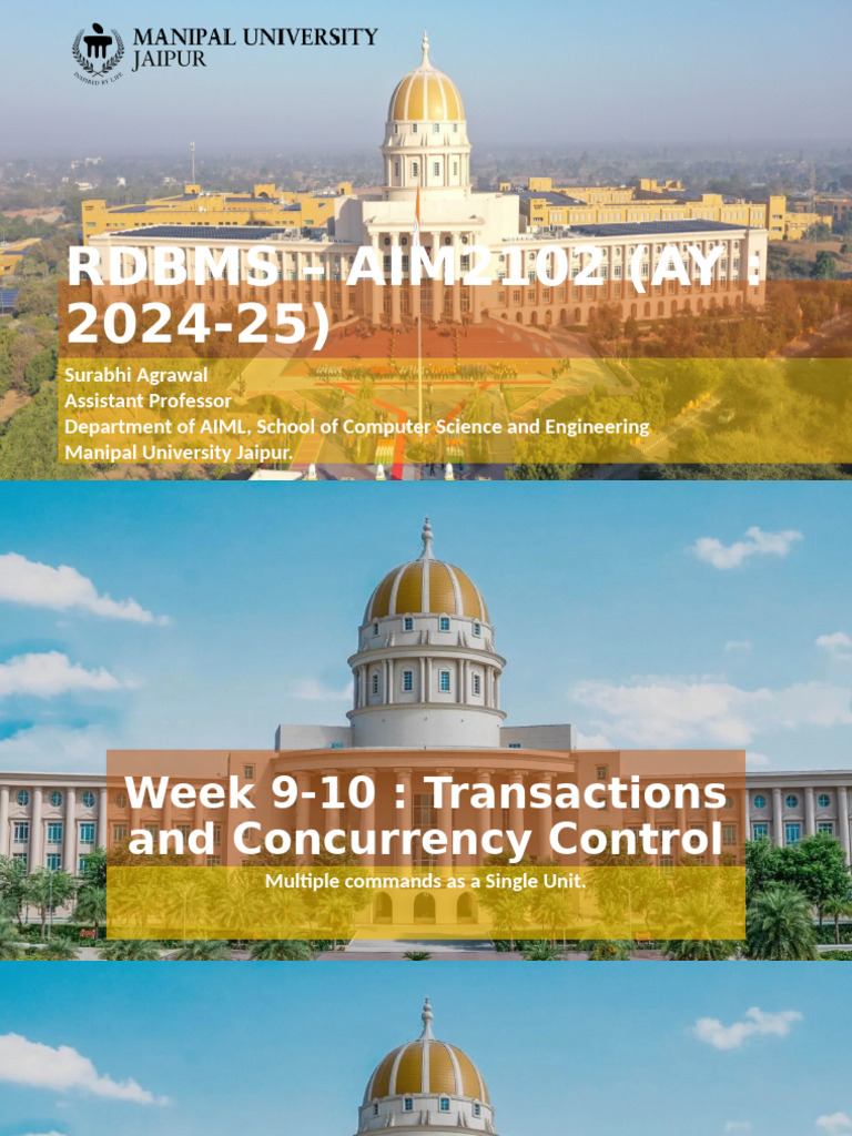 Week 9-10 - Transactions and Concurrency Control | PDF | Database Transaction | Acid