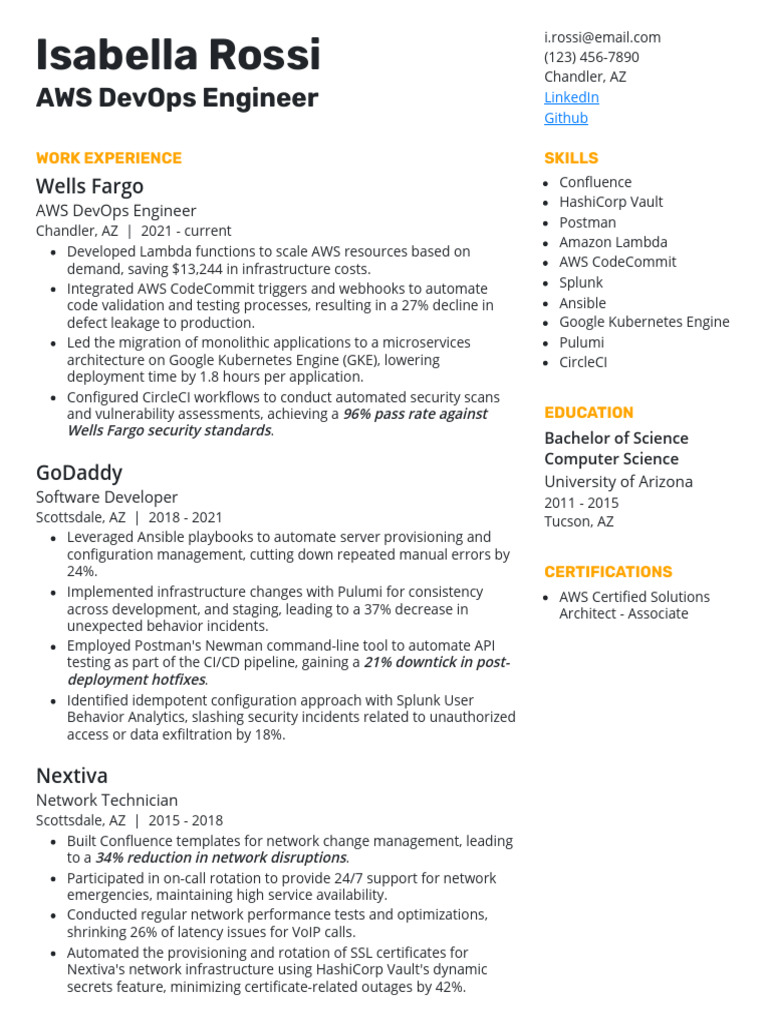Aws Devops 5 Resume Example | PDF | Amazon Web Services | Computer Network