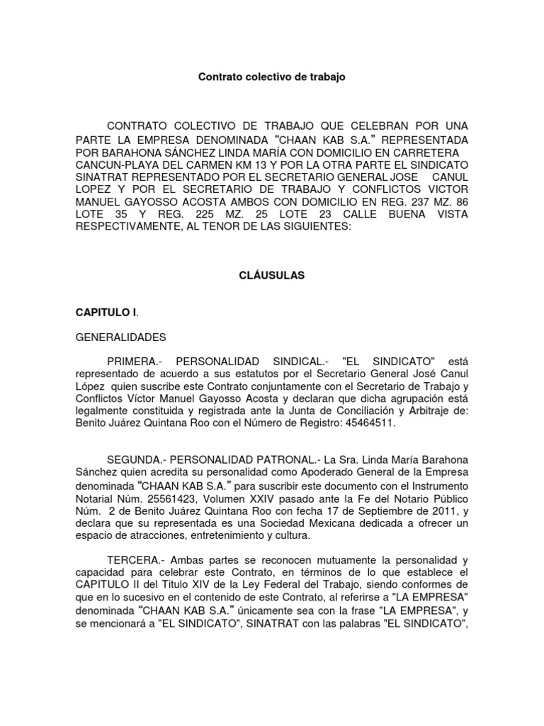 Contrato Colectivo de Trabajo | Derecho laboral | Sindicato
