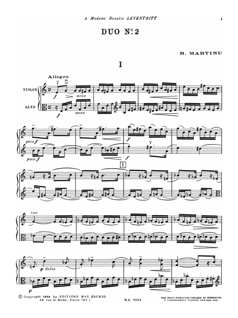 Martinů - Duo No2 For Violin and Viola | PDF