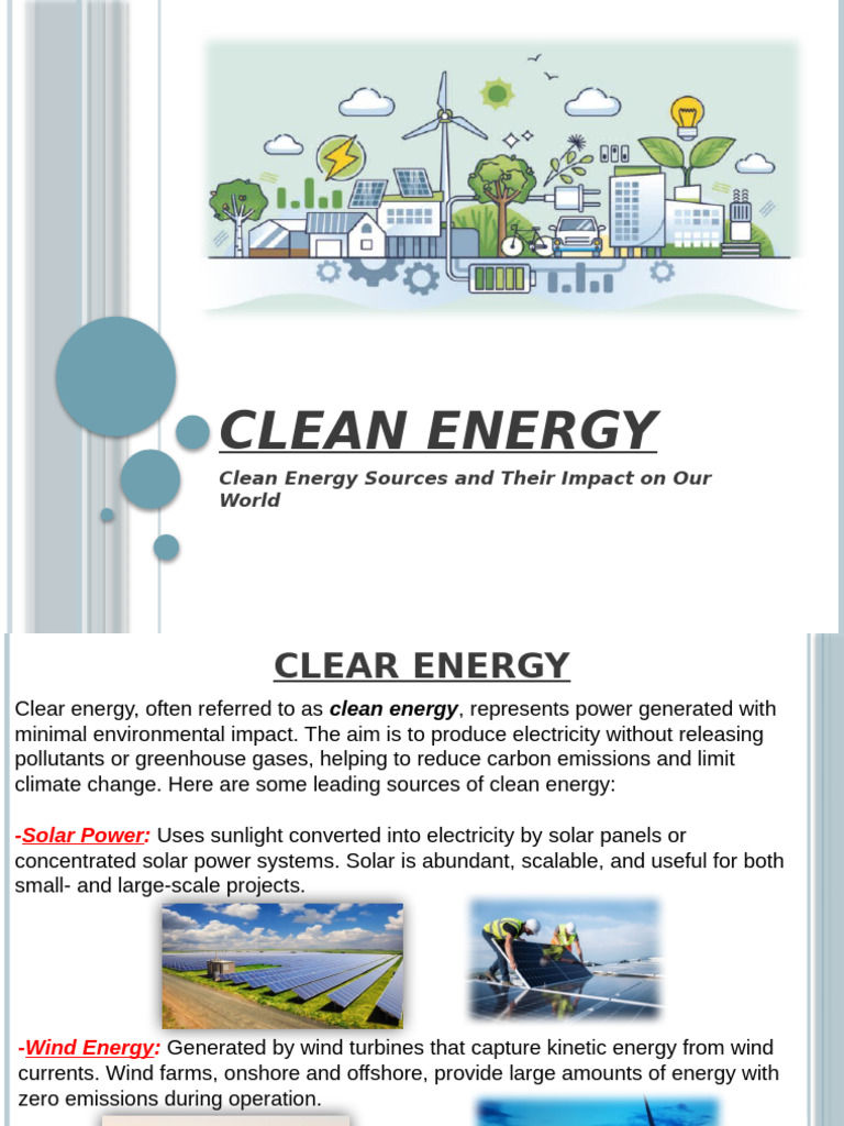 Clean Energy Sources and Their Benefits | PDF