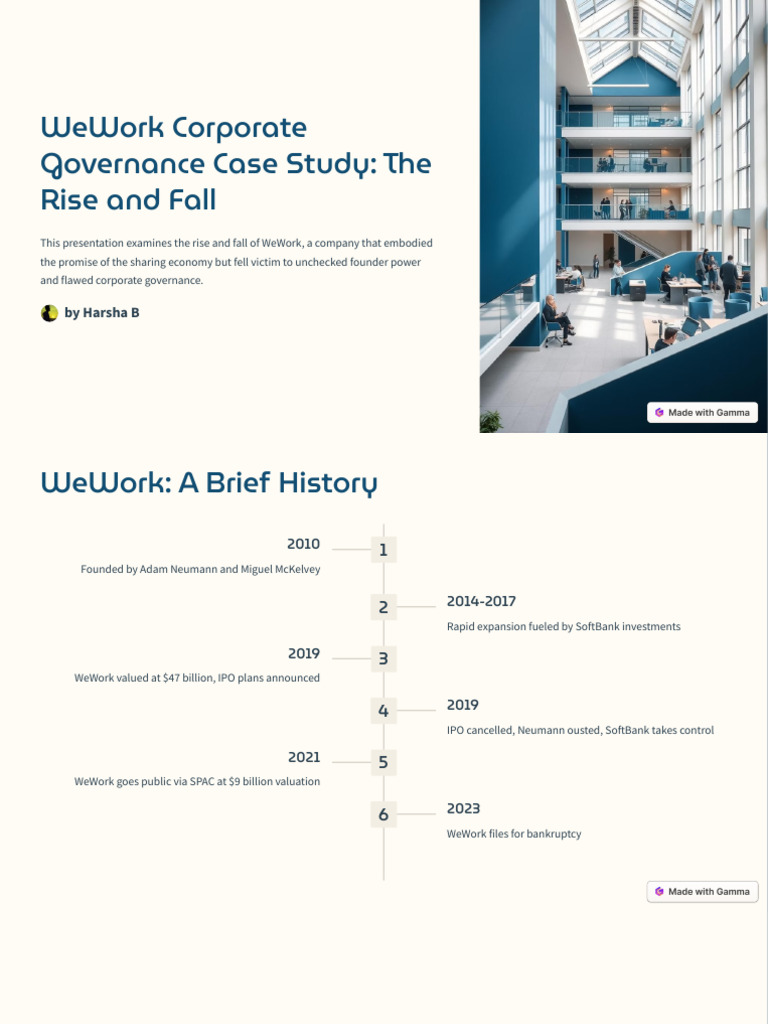 WeWork Corporate Governance Case Study The Rise and Fall | PDF | Valuation (Finance) | Investing
