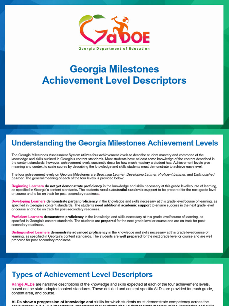 Understanding The Georgia Milestones Achievement Levels | PDF ...