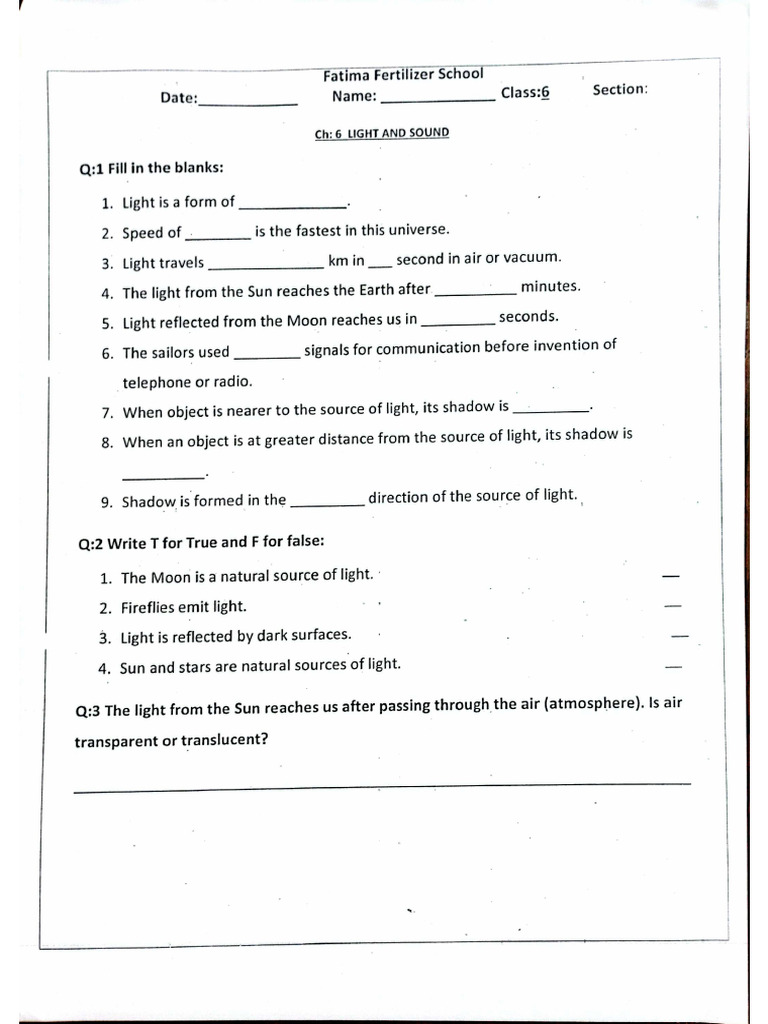 Light and Sound Test | PDF