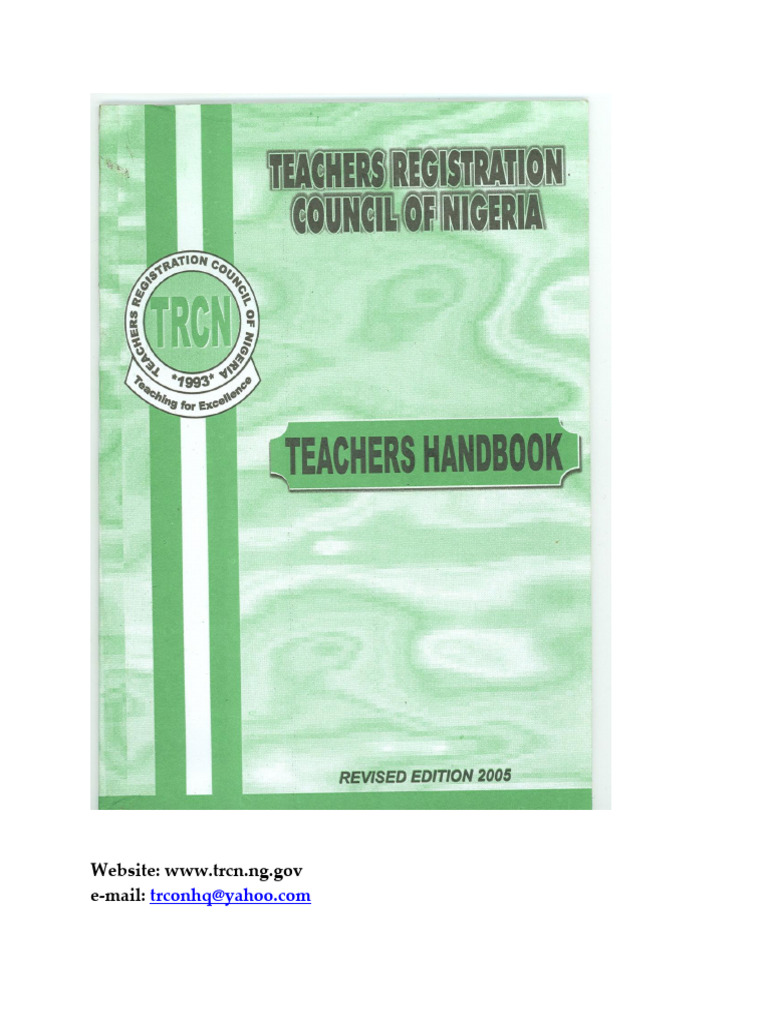 TRCN Teachers Handbook Revised 2005 Egwim | PDF | Teachers | Profession