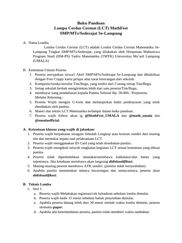 Buku Panduan LCT 2024 | PDF