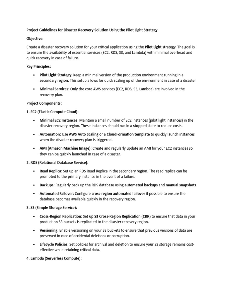 AWS Pilot Light Disaster Recovery Guide | PDF | Computer Engineering ...