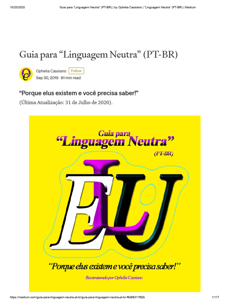 Guia para Linguagem Neutra PT-BR | PDF | Gênero | Estudos de Gênero