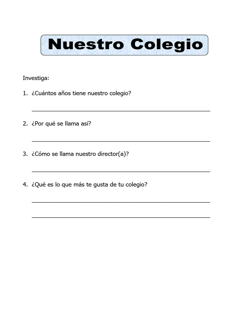 Tema 2º Nuestro Colegio - 3ro Prim | PDF