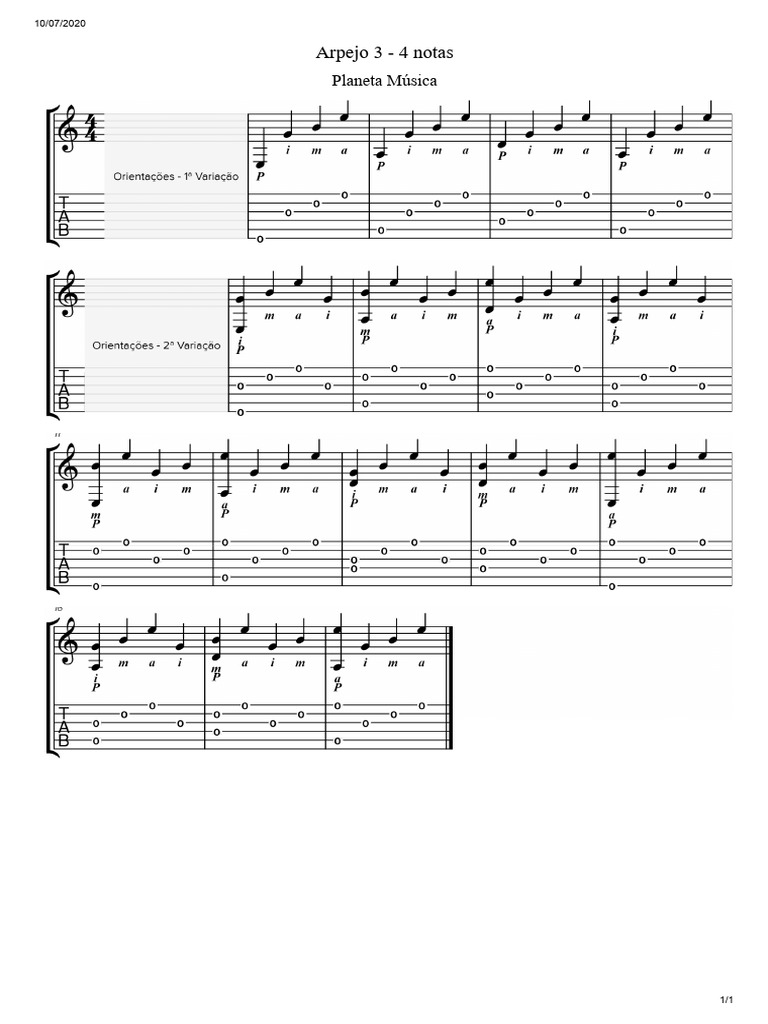 Exercicio Arpejo 4 Notas | PDF
