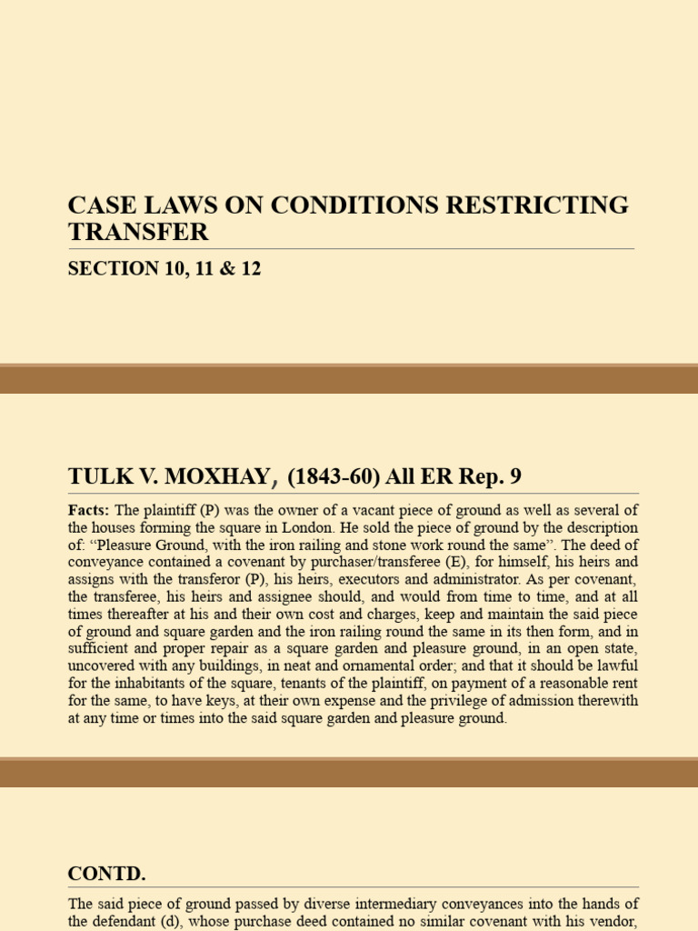 Case Laws on Transfer Restrictions | PDF | Covenant (Law) | Assignment ...
