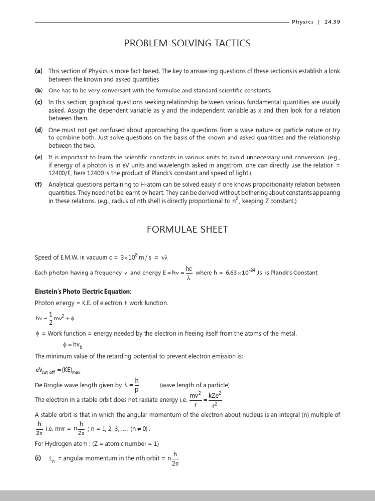 9.modern physicsPROBLEM SOLVING TACTICS. | PDF | Electron | Atoms