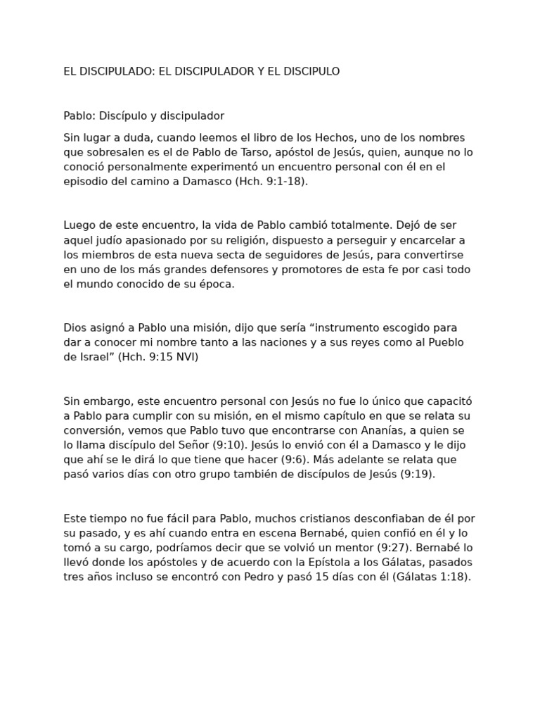 Discipulado: Pablo como Mentor y Discípulo | PDF | Pablo el apóstol ...