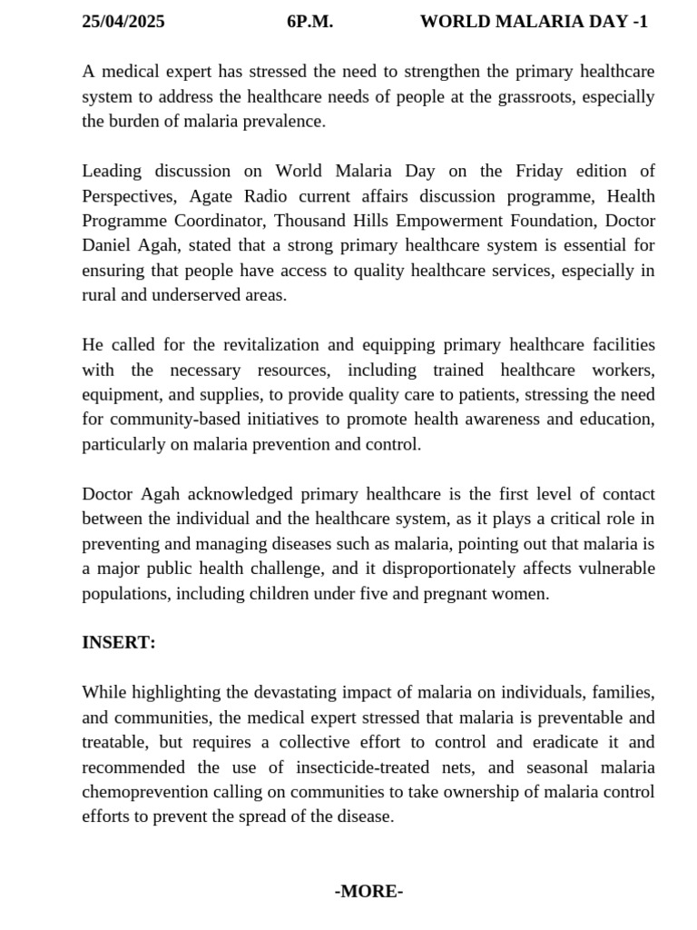 6PM News Bulletin 25 April 2025 | PDF | Malaria | Health Care