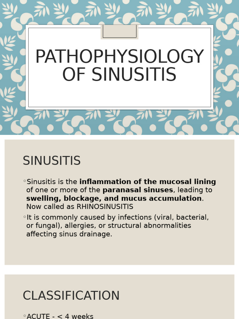 Pathophysiology of Sinusitis | PDF | Diseases And Disorders | Medical ...