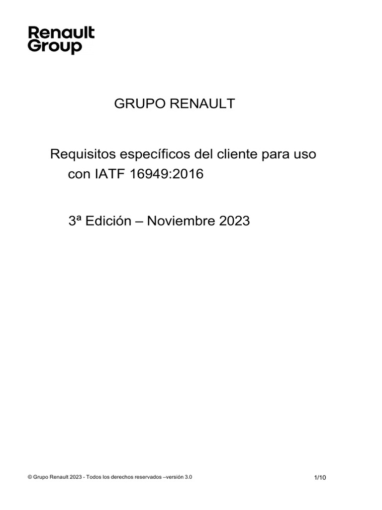 CSR-RG - RENAULT - GROUP-2023 - V3 Español | PDF | Calidad (comercial ...