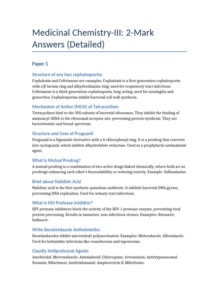Medicinal Chemistry: Drug Structures & Uses | PDF | Enzyme Inhibitor ...