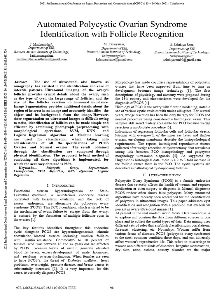 Automated Polycystic Ovarian Syndrome Identification With Follicle | PDF | Polycystic Ovary ...