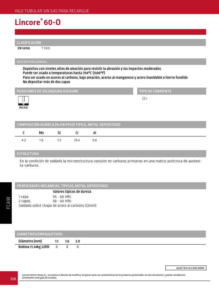 Lincore 60-O | PDF | Acero | Soldadura