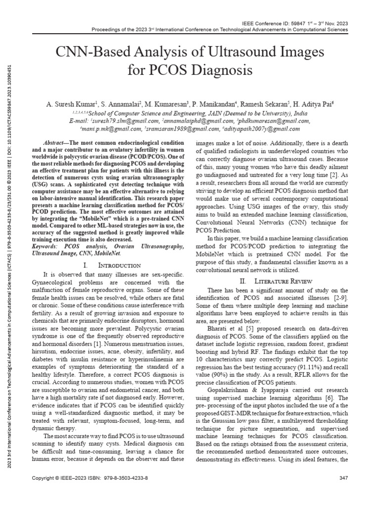 CNN-Based Analysis of Ultrasound Images For PCOS Diagnosis | PDF ...