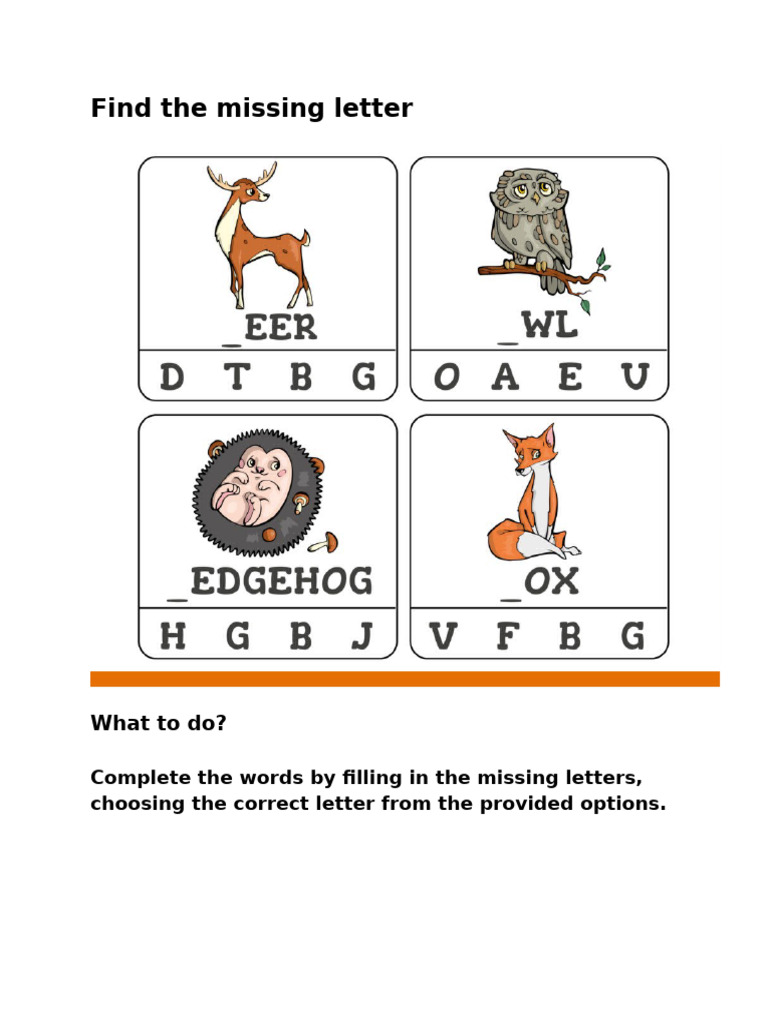 Find The Missing Letter I Eng Literacy Puzzle | PDF