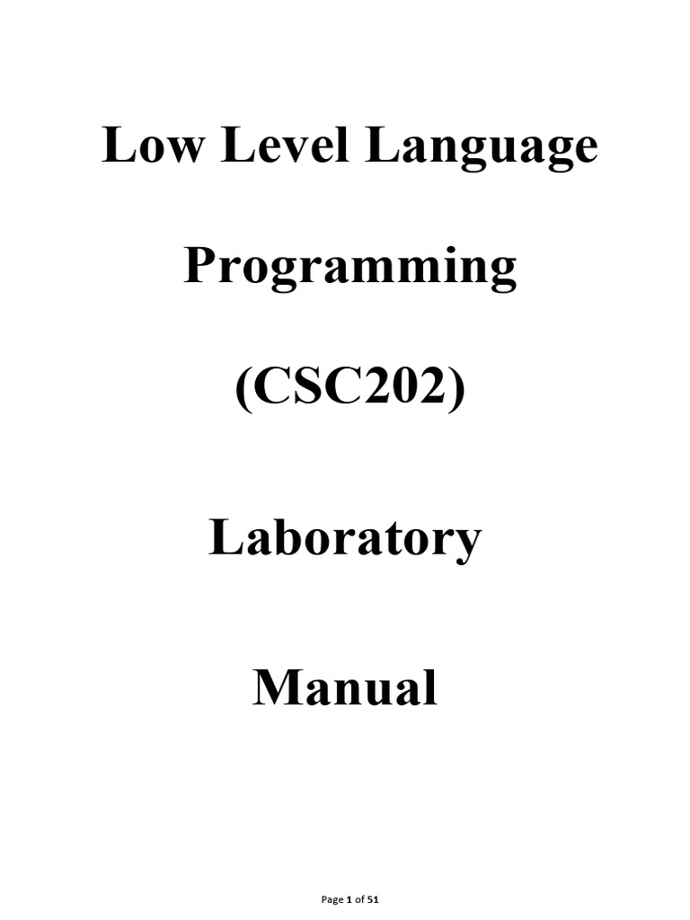 CSC 202 Low Level Language Manual | PDF | Computer Program | Programming