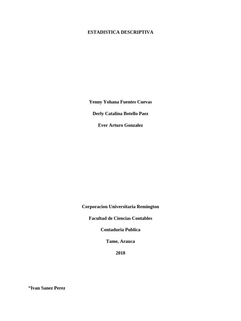 Estadistica Descriptiva 2 Yenny Fuentes | PDF | Estadísticas ...