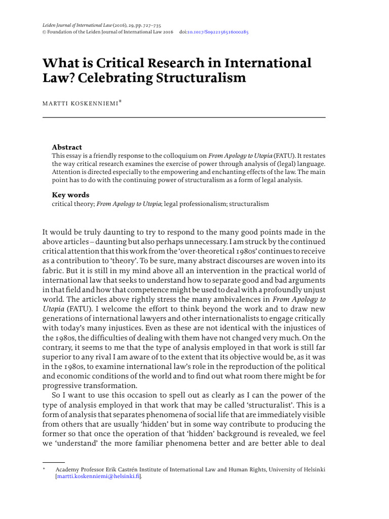 Structuralism in International Law Analysis | PDF | Rationality | Justice