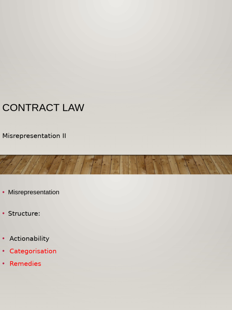 Misrepresentation II | PDF | Misrepresentation | Contract Law