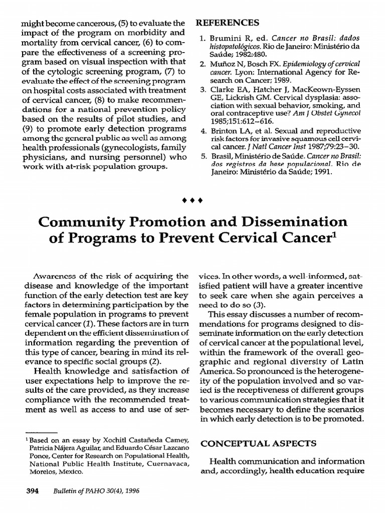 1996 Community Promotion and Dissemination of Programs To Prevent ...