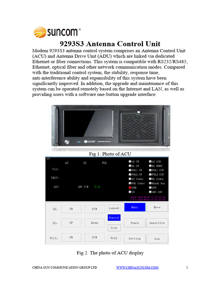9293S3 Antenna Control Unit Overview | PDF | Ethernet | Computer Network