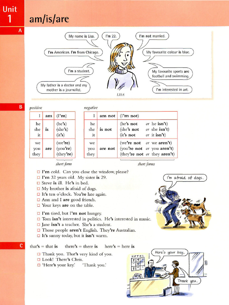 Present Simple - Verb To Be (Affirmative) (Grammar in Use) | PDF