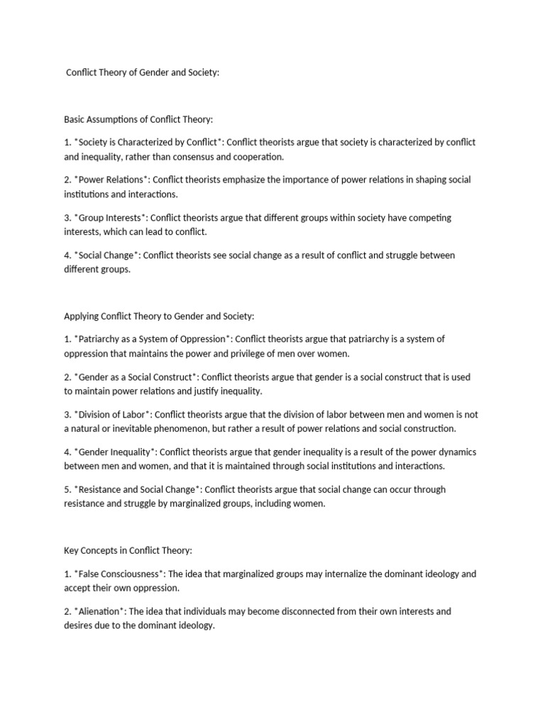 Gender Conflict Theory Explained | PDF | Intersectionality | Society