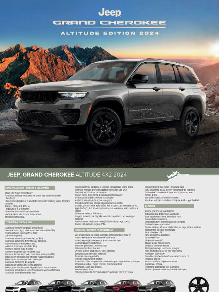 Ficha Tecnica Dic23 Jeep Gcherokee Altitude 2024 18dic2023 v2 | PDF | Airbag | Sistema de freno ...