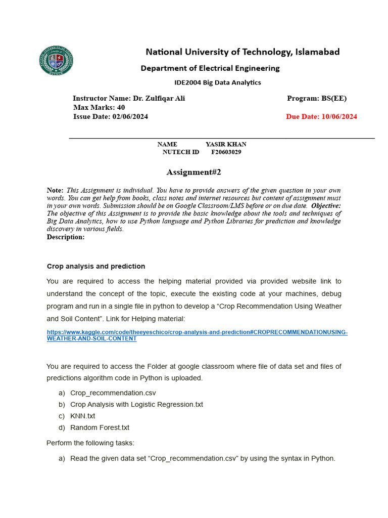 Crop Recommendation Using Python Analysis | PDF | Receiver Operating ...
