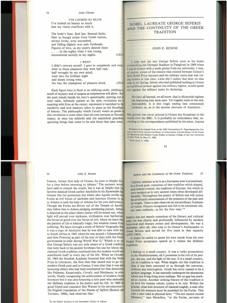 Nobel Laureate George Seferis and The Continuity of The Greek Tradition ...