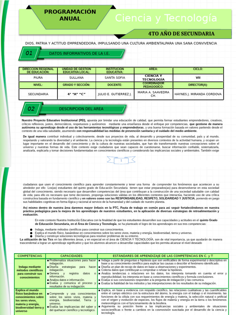 Programación Anual 4º Cyt - 2025 | PDF | Biología Celular) | Evolución