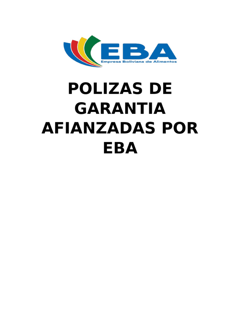 BOLETAS Y POLIZAS DE GARANTIA AFIANZADOS EBA | PDF