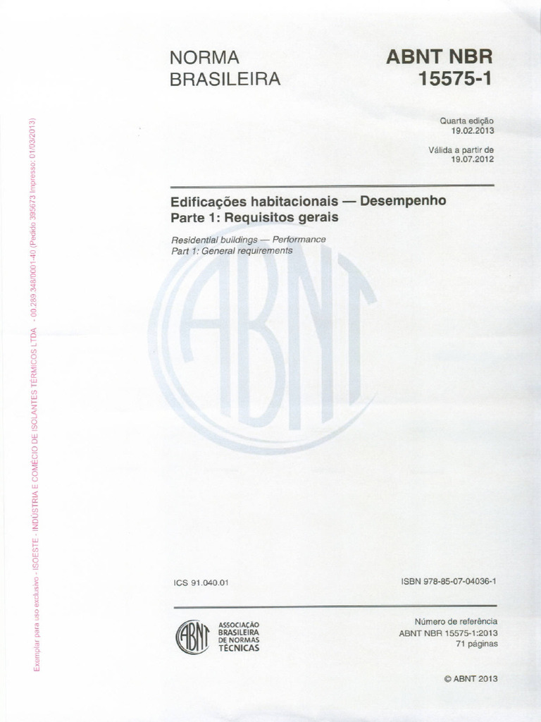 ABNT NBR 15575-1 - 2013 - Edificações Habitacionais - Desempenho | PDF