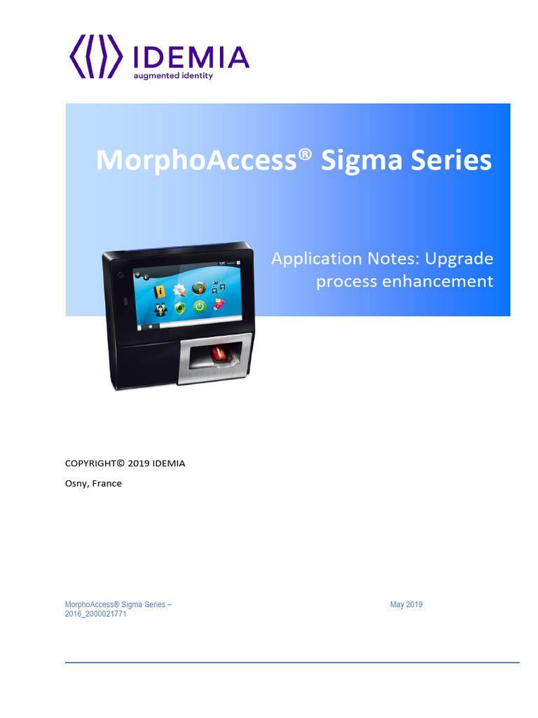 MorphoAccess VP MD and SIGMA Family - Upgrade Process Enhancement (2016 ...