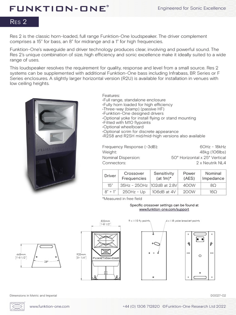 Funktion-One RES 2 Speaker Specifications | PDF | Loudspeaker ...