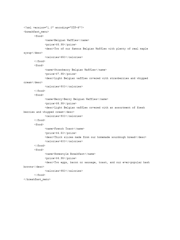 Food XML | PDF