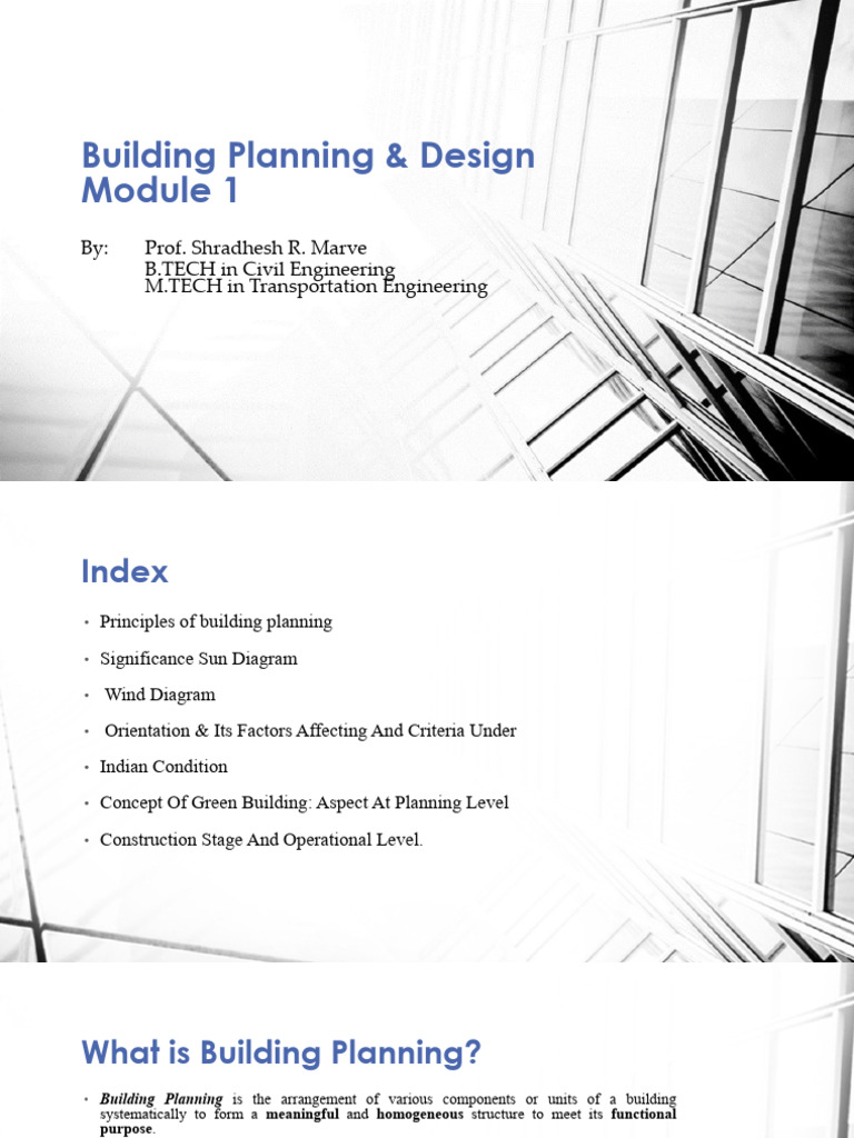 Building Planning and Design Module 1 | PDF | Green Building | Stairs