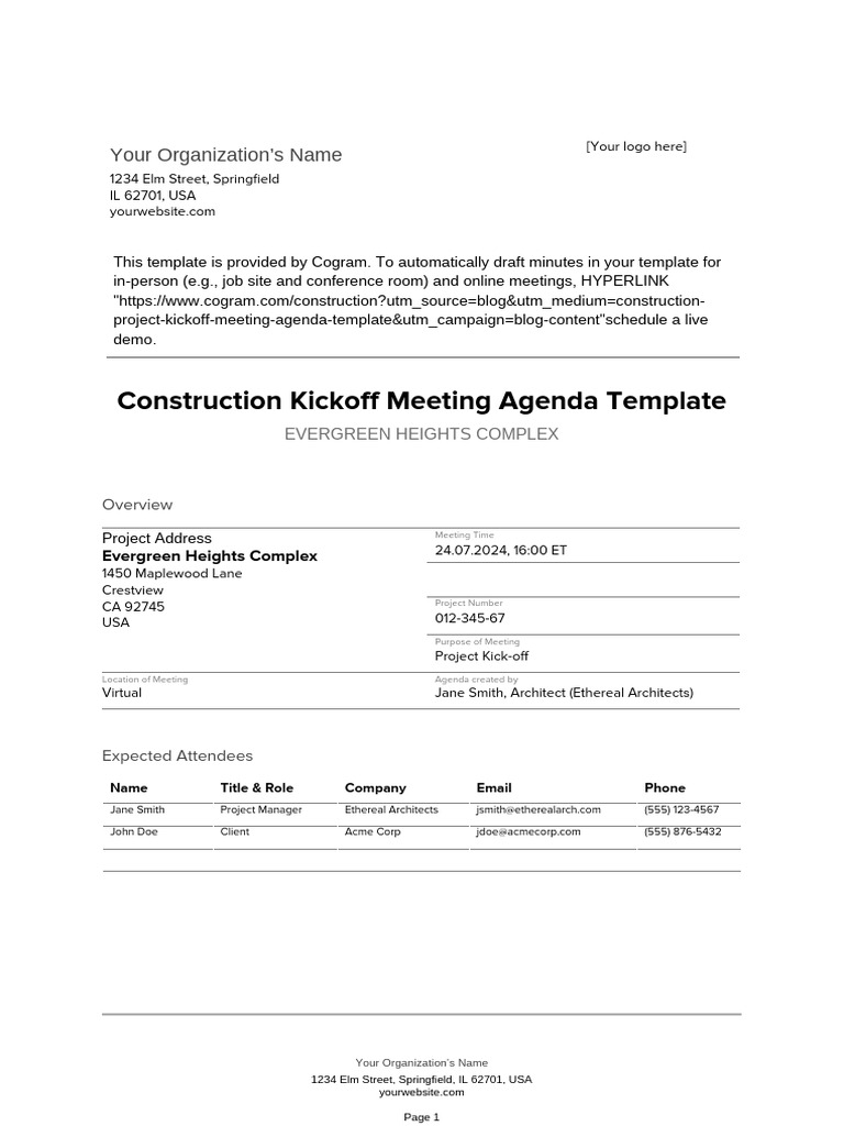 66bdf57872c37fa35215c8f2 - Construction Project Kickoff Meeting Agenda ...